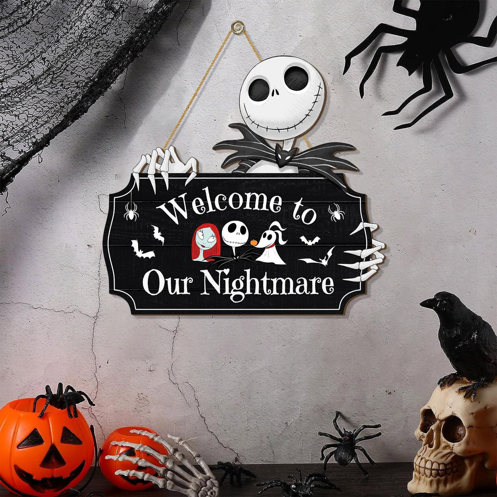 Nightmare Before Christmas Jack Skellington Halloween Welcome Door Sign ...